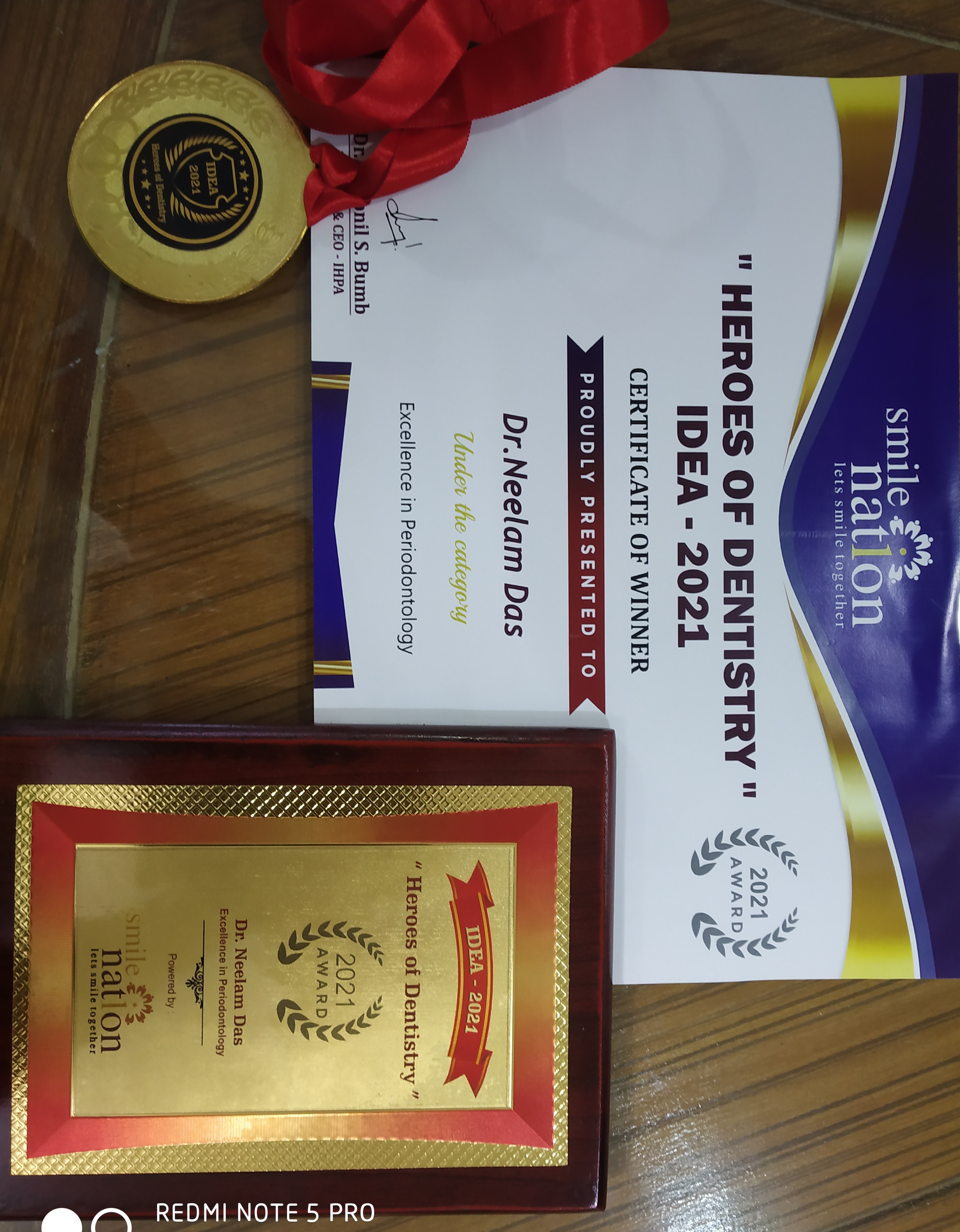 Dr. Neelam Das has been awarded the “Heroes of Dentistry Award- IDEA 2021