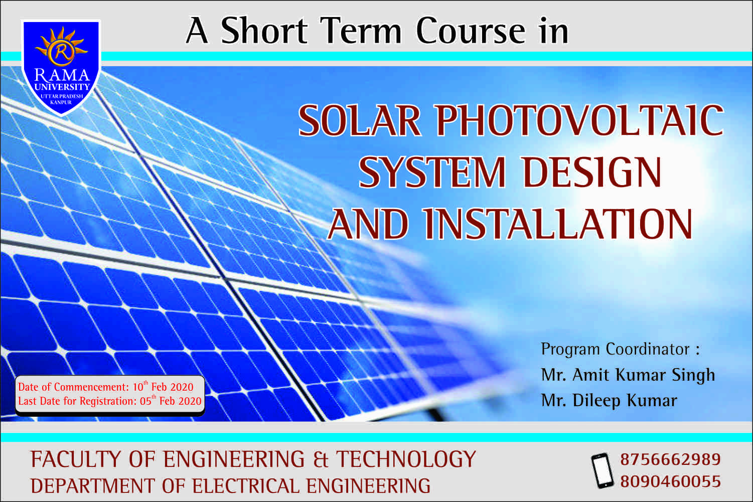 A SHORT TERM COURSE IN Solar Photovoltaic System Design and Installation